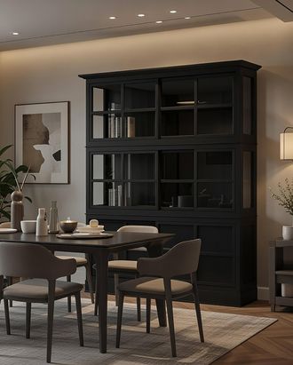 Maison Belfort home24 Vitrinenschrank 191 x 220 x 49cm Schwarz/Schwarz