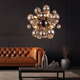 Globo Lighting Lampe suspendue plafonnier lampe de salle à manger verre couleur fumée d 55 cm