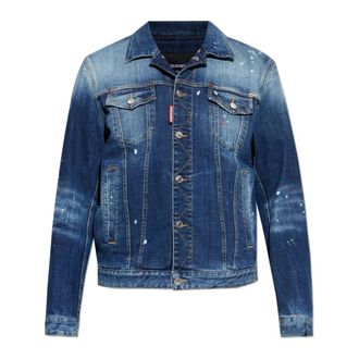 Dsquared2 Homme, Vestes, Bleu, Taille: XS Veste en jean &agrave; effet vieilli
