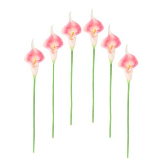 Pretyzoom 6stücke Künstliche Callalily Blütenstiele Aus Pu in Hellpink Lebensechte Nachbildung Pflegeleichte Deko Für Hochzeit Fotorequisiten Und Wohnraumgestal