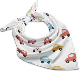 Generic Écharpe carrée en soie avec motif de voiture de dessin animé - Écharpe légère - Écharpe mignonne pour cheveux - Respirant - Cadeau pour femme et homme