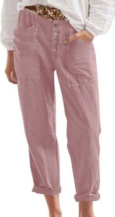 Generic Pantalon L&eacute;ger Femme Fluide Blanc Large en Lin Pantalon D&eacute;contract&eacute; Ample en Coton/Lin pour Femmes Printemps/&Eacute;t&eacute; L&eacute;ger Jogging Large Femme Yoga Leger 