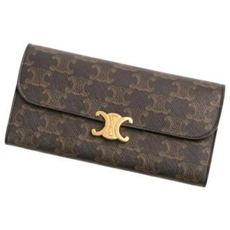 Celine Portefeuille long Pre-owned en PVC - Femme - Pre-owned - Brun - Taille: ONE Size