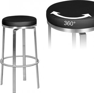 WOHNLING Barhocker WL1.947 Schwarz 42x76x42 cm Edelstahl Barstuhl 360° Drehbar, Thekenhocker Barsitz Gepolstert, Design Tresenstuhl Modern, Bistrohocker Hoch, 