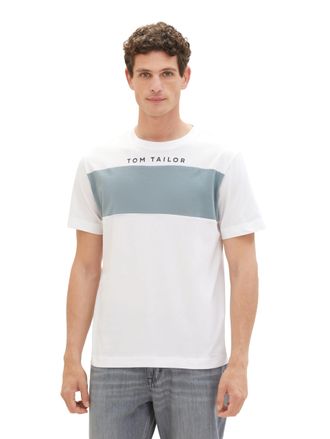 Tom Tailor Herren Basic T-Shirt mit Logo-Print, 20000 - White, XXL
