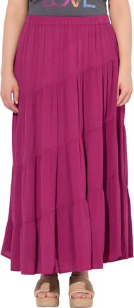 Ulla Popken Damen große Größen Übergrößen Plus Size Maxirock, diagonale Nähte, A-Linie, Elastikbund