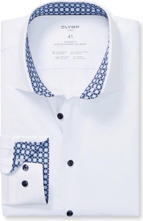Olymp Herren Oberhemd Langarm Luxor 24/Seven,Single Jersey,439 Modern-fit-Jerseyshirt-01,13 New Kent,Weiss 00,39