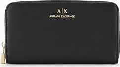 A|X Armani Exchange Jane, Durable, Logo imprim&eacute; dor&eacute;, Portefeuille &agrave; Trois Volets pour Femme, Noir, Einheitsgr&ouml;&szlig;e