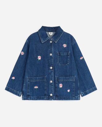 Arket Bestickte Workwear-Jacke Aus Denim -Blau