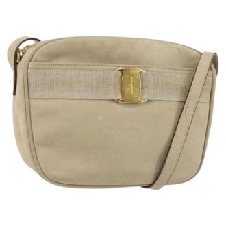 Ferragamo Sac bandouli&egrave;re en daim Pre-owned - Femme - Pre-owned - Beige - Taille: ONE Size