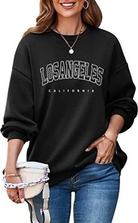 ORANDESIGNE Femme Lettre Imprim&eacute; Sweatshirts Oversized Pull &Agrave; Manches Longues Hiver Sweat Col Rond Pullover Mode Chemise Fille Sweat sans Capuche Automne et Hiver
