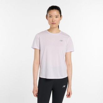 New Balance Femme Athletics T-Shirt en Mauve, Poly Knit, Taille XL