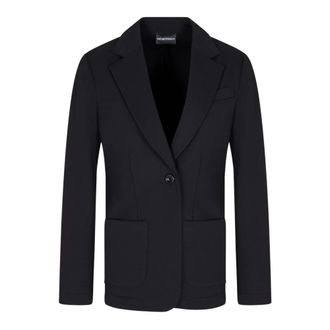 Emporio Armani Einreihiger Blazer aus Interlock-Jersey - - Jackets - Herren - Schwarzk - L