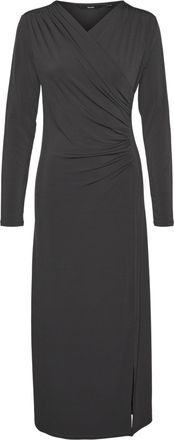 Vero Moda Damen VMRASMINE LS V-Neck 7/8 Dress JRS GA Jerseykleid, Asphalt, X-Small
