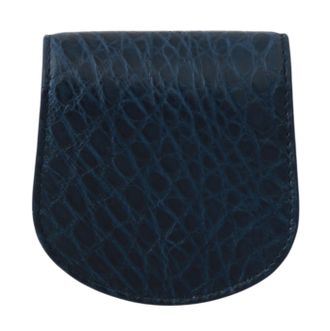 Dolce & Gabbana Mens Blue Holder Pocket Wallet Exotic Skin Condom Case Caimano Leather