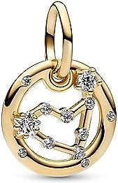 Pandora Pandora Moments Charm pendant Zodiaque Capricorne en métal plaqué or 14 carats avec zircones cubiques transparentes