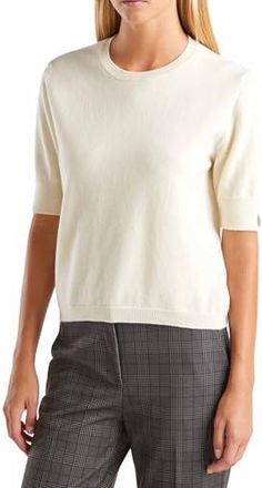 Benetton Maglia G/C M/M 1002d10d2 Cardigan, Blanc, L Femme