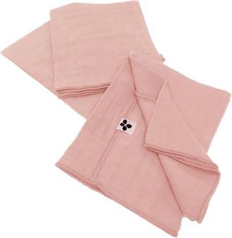 Altobuy OUREA - Lot de 3 Serviettes 40x40cm Gaze de Coton Rose Pêche