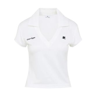 Courr&egrave;ges Femme, Tops, Blanc, Taille: 36 FR Polo Court Courr&egrave;ges Sport