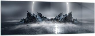 Arttor Panorama Bilder auf Glas 160x50cm Glasbild Futurismus Sturm Mond Gro&szlig; XXL Wanddeko Bild im Glas Schlafzimmer K&uuml;che Wandbilder Dekoration Wohnzimmer Mo