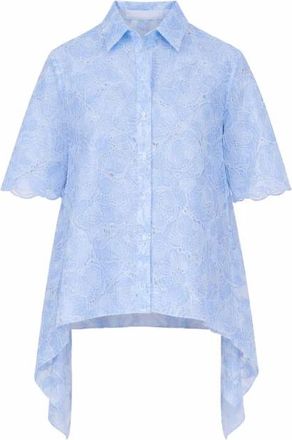 Beatrice .B Femme, Blouses et Chemises, Bleu, Taille: 36 FR Chemise en Organza Brod&eacute; avec Ourlet Pointu