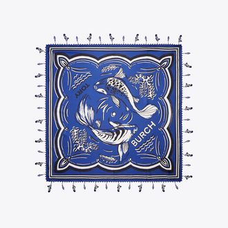 Tory Burch Quadratisches Seidentuch mit Fisch-Print