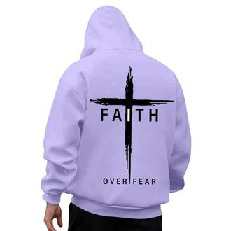 Generic Sweat &agrave; capuche pour homme avec cordon de serrage graphique &agrave; manches longues et poches, violet, XXL