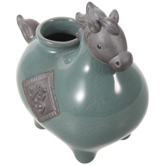 NUOBESTY SOLUSTRE Chinesische Keramik Pferdevase mit Tierfigur Stabile Tischvase aus Keramik f&uuml;r Trockenblumen Dekorative Pferdeskulptur f&uuml;r Neujahrs und Festt