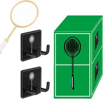 Generic Wall Mounted Racket Hanger - Stainless Steel Wall Mounted Badminton Racket Holder, Storage Organizer | Badminton Racket Hook Wall Mount Stand Display 