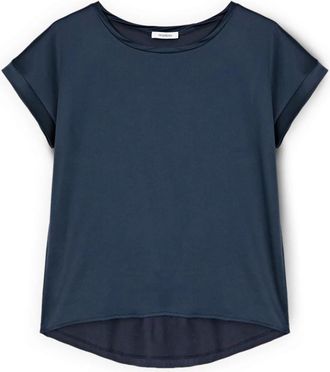 Motivi Femme, Tops, Bleu, Taille: 38 FR T-shirt bicolore en m&eacute;lange de coton