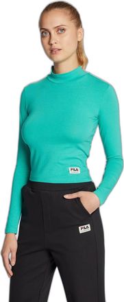 Fila Damen Tarsia Cropped Turtle Neck Long Sleeve T-Shirt, Billiard, L