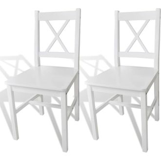 vidaXL Vidaxl - Chaises à manger lot de 2 blanc bois de pin