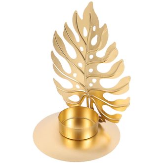 Angoily Nordischer Eisen Kerzenhalter mit Goldenem Blattmotiv Hitzebest&auml;ndig und Elegant Dekorativer Stabkerzenst&auml;nder f&uuml;r Esstisch Hochzeit Romantisches Dinn