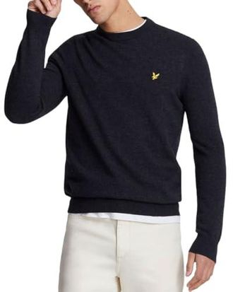 Lyle & Scott Pull Golf &agrave; col Rond Laine dagneau Homme - Marine fonc&eacute; chin&eacute; - S