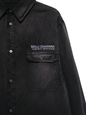 Willy Chavarria Cotton Two-Pocket Shirt - Black