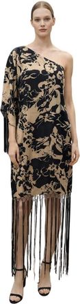 Simona Corsellini Femme, Robes, Multicolore, Taille: 36 FR Abito in fantasia a monospalla frange