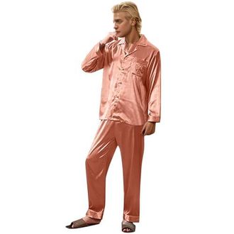 Generic Vêtements de nuit pour couples en soie et matériau Coolmax pour la vie décontractée à la maison, doré, XL