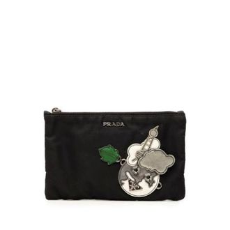 Prada Pre-owned Pochette en cuir Saffiano - Femme - Pre-owned - Noir - Taille: ONE Size