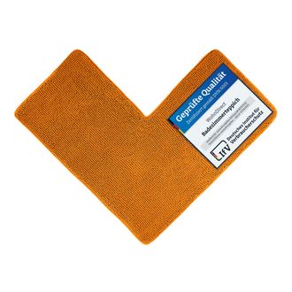 WohnDirect Badematte L-Form Eckdusche Orange - Eck-Badvorleger (Schenkelma&szlig; 100x100 cm) - Weicher Hochflor Teppich ums Eck, 50cm Breite (Versand aus DE)