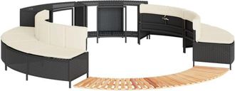vidaXL Whirlpool-Umrandung Schwarz Poly-Rattan und Massivholz Akazie vidaXL
