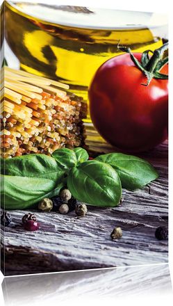 Pixxprint Spaghetti mit Tomaten und Parmesan als, Größe: 80x60cm, Leinwandbild, fertig gespannt, Wandbild, Dekoration, Kunstdruck, kein Poster