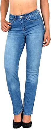 ESRA Jean Femme Droit Pantalon Taille Haute Jeans Stretch Femme High-Waist Grandes Tailles G300