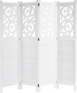 Mendler Paravent Istanbul, Raumteiler Trennwand Sichtschutz, Ornamente - 170x160cm, wei&szlig;