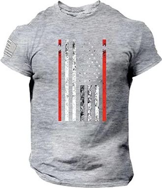 Generic T-shirt d&eacute;t&eacute; pour homme - Logo du drapeau am&eacute;ricain - T-shirt d&eacute;contract&eacute; &agrave; manches courtes - T-shirt classique d&eacute;contract&eacute; pour homme, Gris-1., XXS