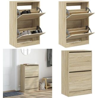 vidaXL Vidaxl - Schuhschrank Sonoma-Eiche 60x34x96,5 cm Holzwerkstoff - Schuhschrank - Schuhregal - Holzwerkstoffm&ouml;bel - Garderobe - Einbauschrank - Home &