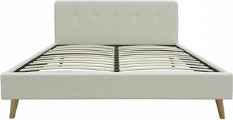 Habitat et Jardin Doppelbett aus Bouclé-Stoff Nemo 160 x 200 cm - Creme