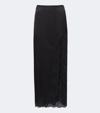 Valentino Jupe midi en soie &agrave; dentelle