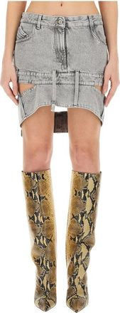 The Attico Femme, Jupes, Gris, Taille: W26 Mini-jupe en jean &agrave; d&eacute;coupes