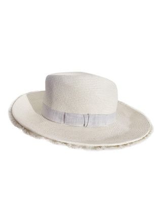 YESTADT MILLINERY Cream Fine Straw Fedora Hat Size M