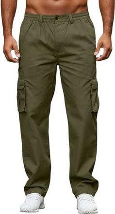 Generic Pantalon cargo pour homme - Coupe droite - Coupe droite - Pantalon de travail d&eacute;contract&eacute; - Couleur unie - Pantalon de jogging - Pantalon de randonn&eacute;e
